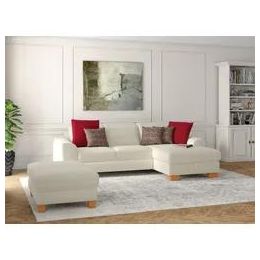 Sit & More Ecksofa SIT & MORE "Dundee L-Form", beige (creme), B:264cm H:86cm T:175cm, Sofas, Ecksofa, mit Federkern und Massivholzf&uuml;&szlig;en, wahlweise mit Kopfteilverstellung