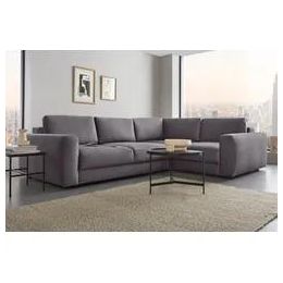 Ecksofa Home Affaire "Bloomfield, Breite 304cm, Mega Polsterecke mit viel Platz, L-Form", grau, B:304cm H:84cm T:224cm, 100% Polyester, Sofas, Ecksofa, extra tiefe Sitzfl&auml;che, wahlweise mit Sitztiefenverstellung