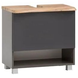 Waschbeckenunterschrank Welltime "Stubach", grau (mattgrau), B:60cm H:54,5cm T:40cm, MDF, Schr&auml;nke, Waschbeckenunterschrank, Bad Schrank, Abdeckplatte mit Baumkante, Breite 60 cm