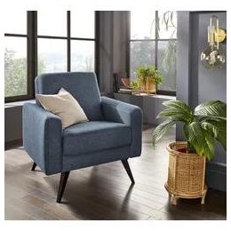 Sessel exxpo - SOFA FASHION "Samso, Loungesessel mit tollem Sitzkomfort", blau (denim), B:82cm H:87cm T:49cm, Sessel, Sessel, Komfortsitzh&ouml;he 49cm