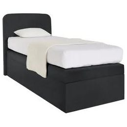 Boxspringbett, schwarz, B:105cm L:212cm, Box und Kopfteil: Microvelours (100% Polyester) oder Kunstleder (Polyurethan);Bezug der Obermatratze: 100% Polyester, Westfalia Schlafkomfort, Komplettbetten, Boxspringbett, wahlweise mit Bettkasten