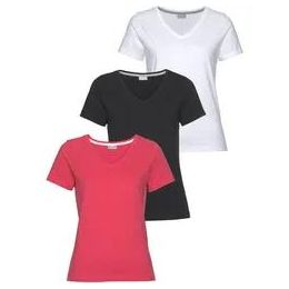 T-Shirt Eastwind, Damen, Gr. 44/46, bunt (schwarz, koralle, wei&szlig;), Single Jersey, Obermaterial: 100% Baumwolle, clean, unifarben, Basic, figurumspielend h&uuml;ftlang, Shirts T-Shirt, Kurzarm, figurumspielend, aus Baumwolle, im 3er-Pack, Topseller