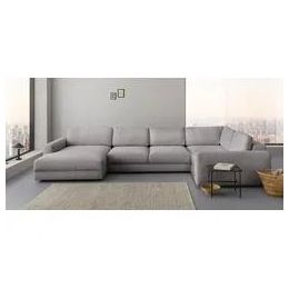 Wohnlandschaft Home Affaire "Bloomfield, Mega Polsterprogramm, Breite 405cm, viel Platz, U-Form", grau, B:405cm H:84cm T:224cm, 92% Polyester 8% Nylon, Sofas, Wohnlandschaft, mit extra tiefer Sitzfl&auml;che, wahlweise mit Sitztiefenverstellung