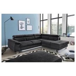 Ecksofa COTTA "Komaris L-Form, B: 249 cm", schwarz, B:249cm H:72cm T:100cm, Microfaser PRIMABELLE (100% Polyester);Kunstleder SOFTLUX;Feinstruktur (100% Polyester);Kunstleder SOFTLUX/Struktur (100% Polyester);NaturLEDER, Sofas, Ecksofa, mit Kopfteilverstellung, optional Bettfunktion, Bettkasten & Licht