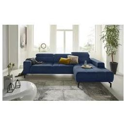 Ecksofa DOMO collection "Cunelli tolle Sitzn&auml;hte als Designelement, fester Sitzkomfort, L-Form", blau (dunkelblau), B:292cm H:79cm T:175cm, Sofas, Ecksofa, wahlweise mit 6-fach verstellbarer Kopfteilverstellung, bodenfrei