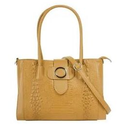 Shopper CLUTY, Damen, Gr. B/H/T: 30cm x 23cm x 12cm onesize, gelb, Leder, Taschen Shopper, echt Leder, Made in Italy
