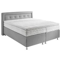 Boxspringbett, grau, B:195cm L:210cm, Bezug: Feinstruktur 100% Polyester, Westfalia Schlafkomfort, Komplettbetten, Boxspringbett, wahlweise mit Topper