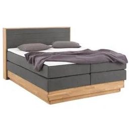 Boxspringbett Home Affaire "Cavan", grau (steel), L:220cm, Microfaser (100% Polyester), Komplettbetten, Boxspringbett, Eiche, inkl. Bettkasten & Topper, verschiedene H&auml;rtegrade (auch H4)