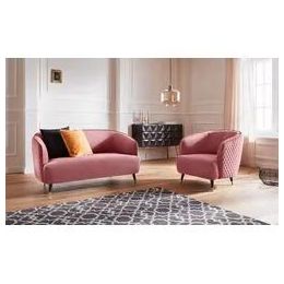 2-Sitzer Home Affaire "Oradea", rosa (rose), B:154cm H:78cm T:87cm, Samtoptik (100% Polyester), Sofas, mit eleganter Steppung auf R&uuml;ckseite der R&uuml;ckenlehne
