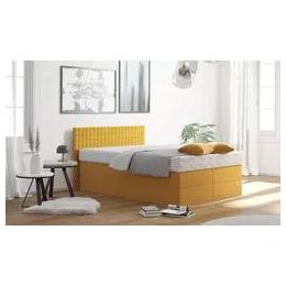 Boxspringbett, gelb (sonnengelb), B:155cm L:210cm, Bezug: 100% Polyester;Polsterwatte: 100% Polyester, Westfalia Schlafkomfort, Komplettbetten, Boxspringbett, mit Zierkissen, wahlweise mit Topper