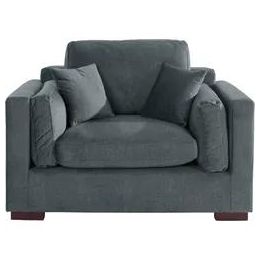 Loveseat Home Affaire "Fresh Pond Sessel", blau (pacific), B:140cm H:95cm T:96cm, 100% Polyester, Sessel, weicher Sitzkomfort, incl. Zierkissen, B/T/H: 140/96/95 cm