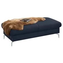 Polsterhocker W.Schillig "piedroo, Designsofa mit tollem Sitzkomfort, bequem, L-Form", blau (blau z59), B:141cm H:42cm T:70cm, Longlife Xtra-Leder Z59: Glattleder mit modischer Pr&auml;gung. Hautst&auml;rke 0, 9 - 1, 1 mm, Hocker, Polsterhocker, F&uuml;&szlig;e in Silber matt