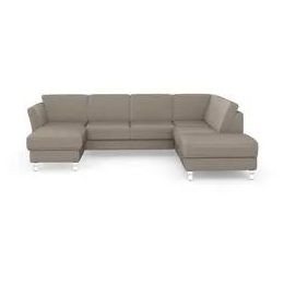Sit & More Wohnlandschaft SIT & MORE "Visby U-Form", braun (latte), B:303cm H:87cm T:213cm, Sofas, Wohnlandschaft, Wahlweise mit Bettfunktion und Stauraum, frei im Raum stellbar