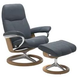 Relaxsessel stressless "Consul", blau (atlantic blau batick), B:82cm H:102cm T:72cm, Leder BATICK: BATICK ist ein leicht korrigiertes, durchgef&auml;rbtes und genarbtes M&ouml;belleder, bei dem die meisten Unebenheiten und Spuren in der Regel entfernt wurden.;Leder PALOMA: PALOMA ist ein durchgef&auml;rbtes Semianilin-M&ouml;belleder mit nat&uuml;rlicher Narbung.;ROHLEDER Stoff Q2 FARON: Ein fester zuverl&auml;ssiger Boucl&eacute; mi