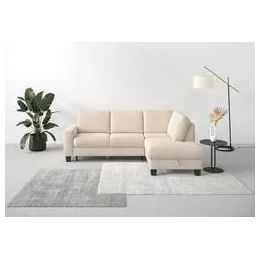 Ecksofa Home Affaire "Summer L-Form", beige (creme), B:236cm H:91cm T:170cm, 100% Polyester, Sofas, Ecksofa, mit Ottomane, mit oder ohne Bettfunktion und Bettkasten, Cord-Bezug