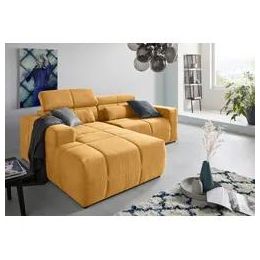 Ecksofa DOMO collection "Brandon, inkl. Kopfteilverstellung, B/T/H: 214/100/80 cm, L-Form", orange (mango), B:214cm H:80cm T:175cm, 92% Polyester 8% Nylon, Sofas, Ecksofa, Mit Kopfteilverstellung, auch in Leder und Cord, L-Form