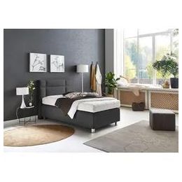 Boxspringbett, grau (feinstrukturstoff anthrazit), Kaltschaum-Topper, Liegefl&auml;che B/L: 90cm x 200cm, H2, 7-Zonen-Kaltschaummatratze, Bezug Unterbox und Kopfteil: Feinstrukturstoff (77% Polyester, 23% Viskose);Bezug Obermatratze 100% Polyester, waschbar bis 60C, Westfalia Schlafkomfort, Komplettbetten, Boxspringbett, in diversen Ausf&uuml;hrungen