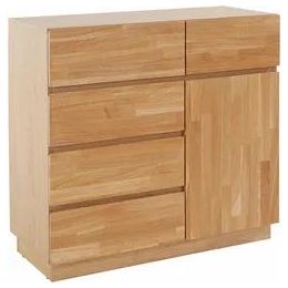 Kommode Home Affaire "Laima", braun, B:140cm H:83cm T:38cm, FSC-zertifizierter Holzwerkstoff, Sideboards, Kommode, Breite 90 cm, mit 5 Schubladen, teilmassiv, FSC-zertifiziert