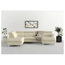 Sit & More Wohnlandschaft SIT & MORE "Marano U-Form", beige (creme), B:304cm T:216cm, 98% Polyester, 2% Polyamid, Sofas, Wohnlandschaft, inklusive Kopfteilverstellung, wahlweise mit Bettfunktion, Bettkasten