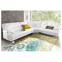 Ecksofa Trendmanufaktur "Cecilia in italienischem Design, modern und komfortabel, L-Form", wei&szlig; (altwei&szlig;), B:280cm H:87cm T:240cm, NaturLEDER (echtes Rindsleder) in Sitz und R&uuml;cken. Korpus in passendem Kunstleder SOFTLUX bezogen;Luxus-Microfaser ALCAZAR (100% Polyester);Kunstleder SOFTLUX;Microfaser PRIMABELLE (100% Polyester), Sofas, Ecksofa, bequeme Armlehnen, mit langem Schenkel