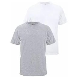 T-Shirt Fruit of the Loom, Herren, Gr. XXL (60/62), grau (grau, wei&szlig;), Single Jersey, Obermaterial: 100% Baumwolle, unifarben, schmal, Rundhals, normaler Saum, Shirts T-Shirt, aus reiner Baumwolle