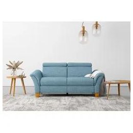 2,5-Sitzer Home Affaire "Lindgren", blau (eisblau), B:185cm H:84cm T:93cm, 100% Polyester, Sofas, wahlweise mit TV-Funktion, links oder beidseitig, Kopfteilverstellung