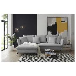 Ecksofa OTTO HOME "LIVORNO,258 cm, L-Form", grau, B:258cm H:91cm, 100% Polyester;PU-Schaum und Nosag-Federung.;Federung Ottoman : 12 x Feder Type B 1650mm;Ferderung 2 Sitzer: 10 x Feder Type B 650 mm;Sitz und Funktion: Schaum T30/40 8 cm., Sofas, Ecksofa, Schlaffunktion u. Bettkasten (139/224cm), Samt, Struktur, Webstoff
