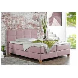 Boxspringbett Home Affaire "Casey", rosa, B:111cm L:209cm, Struktur fein (100% Polyester), Komplettbetten, Boxspringbett, in 5 Breiten, 3 Ausf&uuml;hrungen, 2 H&auml;rtegraden, Steppung, Topper