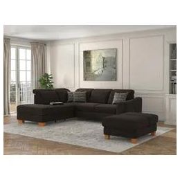 Sit & More Ecksofa SIT & MORE "Dundee L-Form", braun (espresso), B:263cm H:86cm T:219cm, Sofas, Ecksofa, mit Federkern und Massivholzf&uuml;&szlig;en, wahlweise mit Kopfteilverstellung