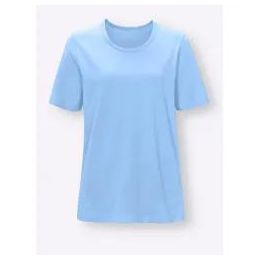 Pyjamaoberteil "Schlafanzug-Shirt", Damen, Gr. 40/42, blau (himmelblau), 100% Baumwolle, unifarben, Shirts