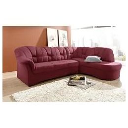 Ecksofa DOMO collection "Papenburg, zeitlose R&uuml;ckensteppung, elegante Armlehne, L-Form", rot, B:241cm H:84cm T:178cm, Kunstleder SOFTLUX;Luxus-Microfaser (100% Polyester);Struktur ( 90% Polyester, 10% Polyacryl);Microfaser PRIMABELLE (100% Polyester), Sofas, Ecksofa, mit Ottomane, wahlweise mit Bettfunktion