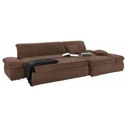 Ecksofa DOMO collection "NMoric XXL, B/T/H: 300/172/80cm, L-Form", braun, B:300cm H:80cm T:172cm, Chenille (85% Polyester, 15% Acryl);Luxus-Microfaser (100% Polyester);Struktur ( 100% Polyester);Microfaser PRIMABELLE (100% Polyester), Sofas, Ecksofa, wahlweise mit Bettfunktion und Armlehnverstellung