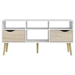 TV-Board Andas "Oslo, TV-M&ouml;bel, Fernsehtisch, TV-Unit, Media-M&ouml;bel", wei&szlig; (wei&szlig;, eiche struktur), B:117,2cm H:57,6cm T:39,1cm, Holzwerkstoff, Sideboards, TV-Board, TV-Kommode mit 2 Schubladen,4 F&auml;chern, Breite 117 cm, H&ouml;he 57 cm