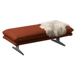 Polsterhocker W.Schillig, braun (cognac z69), B:145cm H:43cm T:71cm, Longlife Xtra-Leder Z69: Das feinnarbige, gedeckte Softleder Z69 besticht durch seine au&szlig;ergew&ouml;hnliche Weichheit im trendigen &raquo;Vintage-Look&laquo;, Hautst&auml;rke 0, 9 - 1, 1 mm, Hocker, Polsterhocker, F&uuml;&szlig;e in Chrom gl&auml;nzend