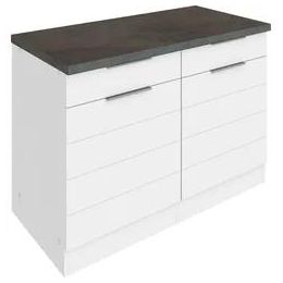 Unterschrank KOCHSTATION "KS-Luhe", wei&szlig; (wei&szlig; matt, wei&szlig;), B:120cm H:86cm T:60cm, MDF, Schr&auml;nke, Unterschrank, 120 cm breit, f&uuml;r viel Stauraum, MDF-Fronten mit waagerechter Lisene