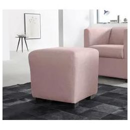 Hocker Home Affaire "Bob", rosa (flamingo), B:46cm H:43cm T:46cm, Luxus-Microfaser (92% Polyester, 8% Nylon);Struktur fein ( 100% Polyester);Struktur in Chenille-Optik (30% Polyester, 70% Polyacryl);Chenillestruktur (40% Polyester, 60% Polyacryl), Hocker, Polsterhocker