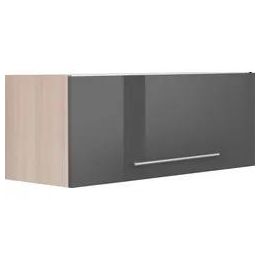Klapph&auml;ngeschrank Optifit "Bern", grau (grau hochglanz, akaziefarben), B:90cm H:35,2cm T:34,9cm, Schr&auml;nke, Breite 90 cm, 1 Klappe, mit Metallgriff