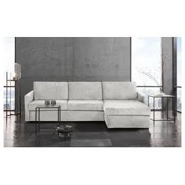 Schlafsofa Home Affaire "GOLDPOINT Ecksofa 264 cm, Liegefl&auml;che (140/200cm), L-Form", silber, B:264cm H:85cm T:157cm, Stuktur weich (100% Polyester);Luxus-Microfaser (100% Polyester), Sofas, Schlafsofa, Bettfunktion, Bonell-Federkernmatratze und Dauerschl&auml;fer-Funktion