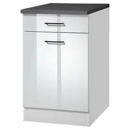 Unterschrank KOCHSTATION "KS-Trier", wei&szlig; (wei&szlig; hochglanz, wei&szlig;), B:50cm H:85cm T:60cm, Holzwerkstoff, MDF, Schr&auml;nke, Unterschrank, Breite 50 cm