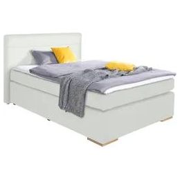 Boxspringbett Alina "Nikki", wei&szlig; (wei&szlig; tls 00), B:153cm L:214cm, Komplettbetten, Boxspringbett, inklusive Matratze und Topper, F&uuml;&szlig;e Buche natur