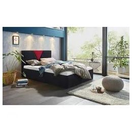 Polsterbett "Malibu", schwarz (schwarz, rot), B:152cm L:212cm, Bezug Bett: Microfaser (100% Polyester);Bonnell-Federkernmatratze: 51% Polypropylen, 39% Polyester und 10% Baumwolle;Kaltschaummatratze: 100% Polyester, Bezug abnehm- und waschbar bis 60C, Westfalia Schlafkomfort, Betten, Polsterbett, inkl. Bettkasten bei Ausf&uuml;hrung mit Matratze