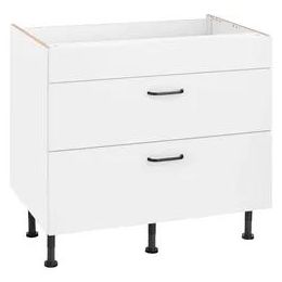 Unterschrank Optifit "Elga", wei&szlig; (wei&szlig;, wei&szlig;), B:90cm H:87cm T:58,4cm, Holzwerkstoff, Schr&auml;nke, Unterschrank, mit Soft-Close-Funktion, h&ouml;henverstellbare F&uuml;&szlig;e, Breite 90 cm