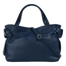 Henkeltasche Samantha Look, Damen, Gr. B/H/T: 33cm x 23cm x 12cm onesize, blau, Leder, leicht gl&auml;nzend, unifarben, Taschen, echt Leder, Made in Italy
