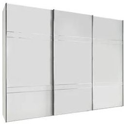 Schwebet&uuml;renschrank Wiemann "Rialto", wei&szlig; (wei&szlig;, glas), B:295,2cm H:217cm T:67cm, Schr&auml;nke, Schwebet&uuml;renschrank, hochwertige Glasfront mit Querriegeln