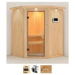 Sauna Karibu "Nanna", beige (naturbelassen), Saunaofen, externe Steuerung, 3,6 kW, Saunen, Ofen 3,6 kW externe Strg.easy