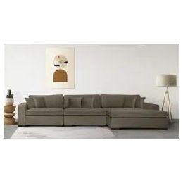 Sofa-Eckelement Home Affaire "Skara XXL L-Form", grau (taupe), B:400cm H:86cm T:190cm, 100% Polyester, Polsterelemente, Lounge-Sofa XXL mit Federkern-Polsterung, in vielen Bezugsvarianten