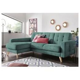 Ecksofa exxpo - SOFA FASHION "Nappa, kompakt und komfortabel, bequem, zeitloses Design, L-Form", blau (aqua), B:222cm H:87cm T:156cm, Samtvelours (100% Polyester);Webvelours (100% Polyester), Sofas, Ecksofa, tolle Detailverarbeitung, inkl. Bettfunktion und Bettkasten