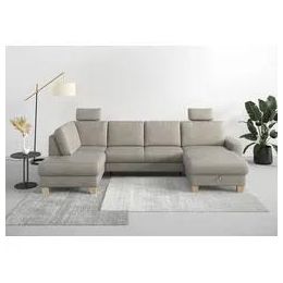 Wohnlandschaft Home Affaire "Summer U-Form", grau (steel), B:314cm H:91cm T:170cm, 95% Polyester, 5% Polyamid, Sofas, Wohnlandschaft, mit oder ohne Bettfunktion und Bettkasten, Cord-Bezug