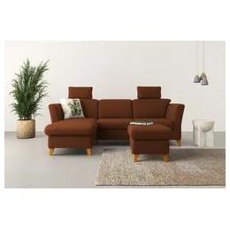 Ecksofa Home Affaire "Trelleborg L-Form", rosa (kupfer), B:249cm H:86cm T:162cm, 100% Polyester, Sofas, Ecksofa, Federkern-Polsterung, wahlweise mit Bettfunktion und Bettkasten