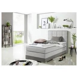 Boxspringbett Home Affaire, grau (hellgrau), B:103cm L:210cm, Komplettbetten, Boxspringbett, inklusive Topper und Wendekissen